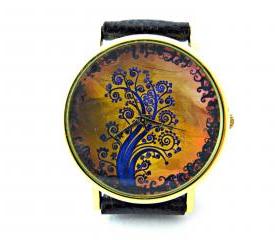 Tree Leather Wrist Watches, Woman Man Lady Unisex Watch, Genuine ...