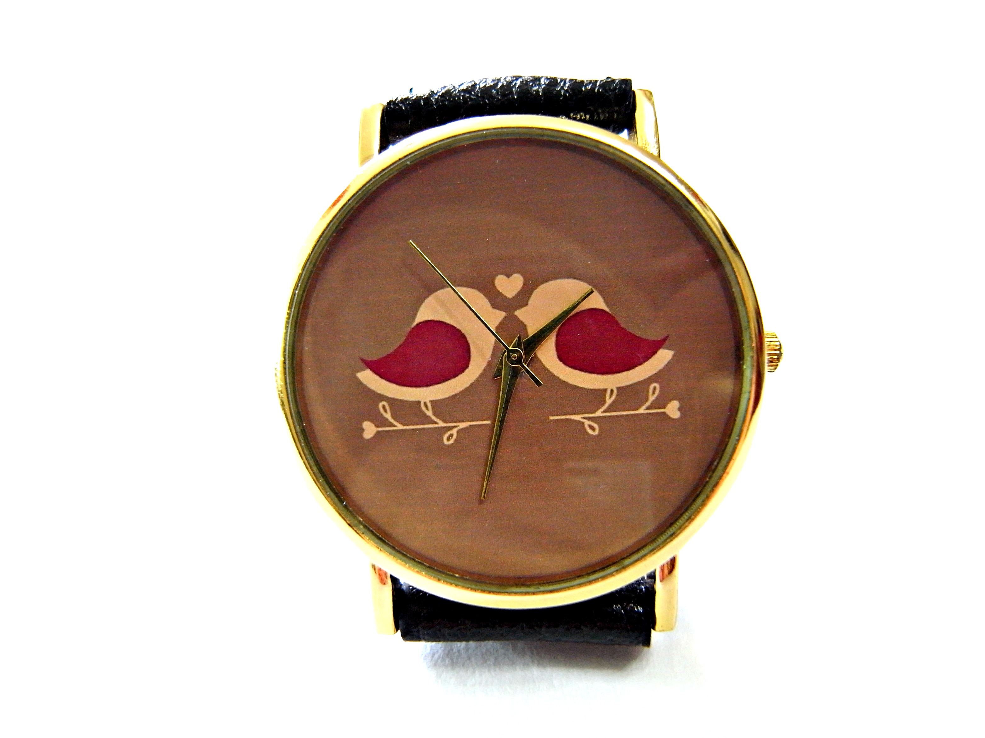Birds In Love Wrist Watch, Woman Man Lady Unisex Watch, Genuine Leather ...